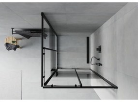 Mexen Rio, čtvercový sprchový kout 80(dveře)x80(dveře)x190 cm, 5mm čiré sklo-vzor pásky, černý profil 860-080-080-70-20