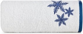 Ručník Carol 70x140 bílý vánoční modrý 480 g/m2 Eurofirany