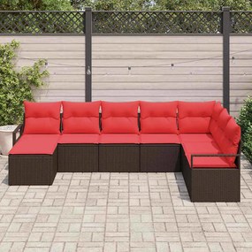 Set pohovek 8 ks Hnědá a červená polyratan 3355173