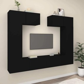 vidaXL 6dílný set TV skříněk kompozitní dřevo [3114465] Barva: Černá