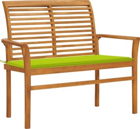 vidaXL Zahradní lavice s poduškou 112 cm masivní teak [3062657] Barva: Jasně zelená