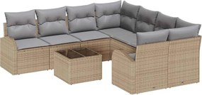 Set pohovek 9 ks 8-Počet míst Beige a šedá polyratan 3354649