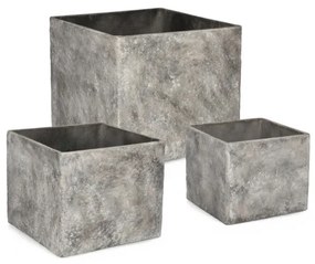 BIZZOTTO Set 3 vysokých květináčů MEILI šedý 0790759