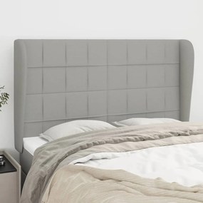 Čelo postele typu ušák světle šedé 147x23x118/128 cm textil 3117954