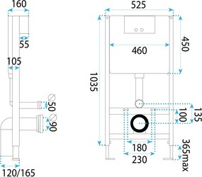 Rea Rea, Podomítkový WC systém K011A-Q + tlačítka HD Chrome, KPL-E9561
