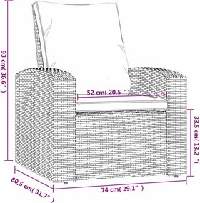 vidaXL Zahradní polohovací křeslo s poduškami polyratan [364105] Barva: světle hnědá