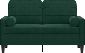 2místná pohovka s polštáři tmavě zelená 120 cm samet 3278211