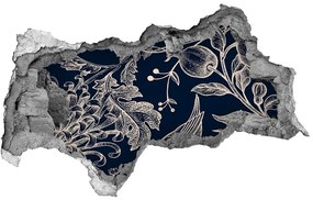 Wallmuralia Nálepka 3D díra na zeď Květiny a ptáci 95x73 cm