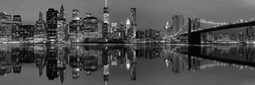 Obraz odraz Manhattanu ve vodě v černobílém provedení Varianta: 135x45