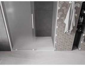 Mexen Velar, posuvné sprchové dveře do otvoru 130 cm, 8mm sklo námraza, bílá matná, 871-130-000-31-20