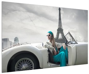 Obraz ženy a Eiffelovy věže (120x80 cm)