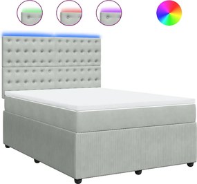Box spring postel s matrací světle šedá 140x190 cm samet 3294646