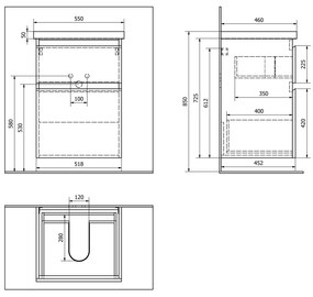 Sapho, ALTAIR umyvadlová skříňka 52x72,5x45 cm, bílá