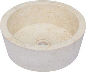 Umyvadlo krémové Ø 40 x 15 cm mramor 149177