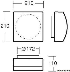 Osmont 41338 Lina 4, stropní/nástěnné svítidlo, 1x60W E27, opálové sklo, 21x21cmt 41338