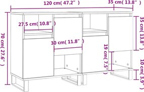 vidaXL Příborníky 2 ks kompozitní dřevo [3190135] Barva: Betonová šedá