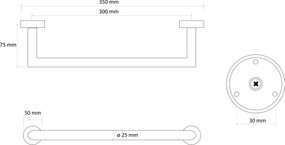 Sapho Sapho, X-ROUND GOLD držák na ručníky 300mm, zlatá, XR400GB