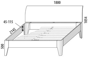 Postel Fantazie nastavitelné čelo oblé Domestav F302 Materiál: Buk cink, Barevne provedení: Olej