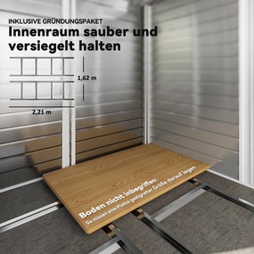 Outsunny Zahradní Kůlna 4,4 m², Zahradní Dům s Pultovou Střechou, Posuvné Dveře, Základna, Snadná Montáž 240 x 206 x 198 cm, Kůlna z Pozinkované Ocel…
