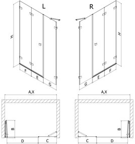 Mexen Lunar-F, pravé sklápěcí sprchové dveře 120 cm, 8mm čiré sklo, grafitový profil, 836S-120-050-95-00-P