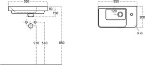 Sapho Luxa 11054 umyvadlo 55x30 cm keramické