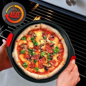 Sada pečících forem na pizzu se studenými rukojeťmi Royalty Line RL-PZ02 / 2 kusy / černá