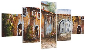 Obraz malované středomořské uličky (125x70 cm)