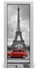 Fototapeta samolepící dveře Eiffelova věž auto 85x205 cm