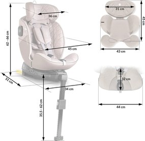 Autosedačka Aero Line, ISOFIX,0-36 kg, béžová | Nukido