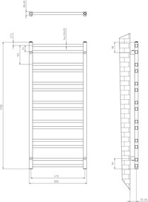 Sapho METRO DOS koupelnový radiátor 500 x 1100 mm černá mat IR432TB