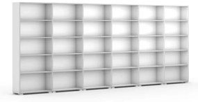 Knihovna SILVER LINE, bílá, 6 sloupců, 1865 x 4800 x 400 mm