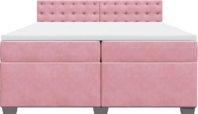 Box spring postel s matrací růžová 200x200 cm samet 3288719