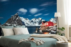 Samolepící fototapeta noční krajina v Norsku - 300x200 cm