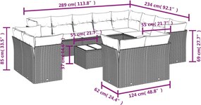 13dílná zahradní sedací souprava s poduškami šedá polyratan 3250379