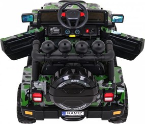 Ramiz Dětské terénní auto Full Time 4WD maskáčové na dálkové ovládání + pohon 4x4 + LED audio + úložný prostor