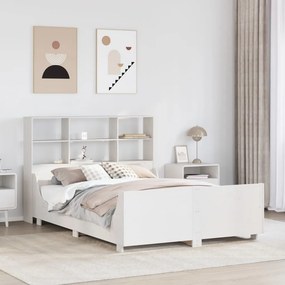 Postel s knihovnou bez matrace bílá 160 x 200 cm masivní dřevo 3323801