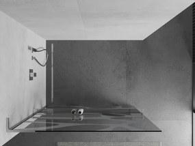 Mexen Kioto+ L, sprchová zástěna Walk-In s poličkou a věšákem 100 x 200 cm, 8mm čiré sklo bílý vzor, ​​chromový profil, 800-100-123-01-97
