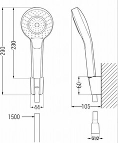 Mexen Erica R72 koupelnová baterie s sprchovou sadou, chrom - 74643R72-00