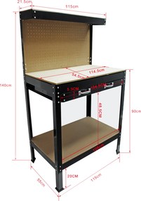 Pracovní stůl Wiltec – 1150 × 550 × 1400 mm (61187)