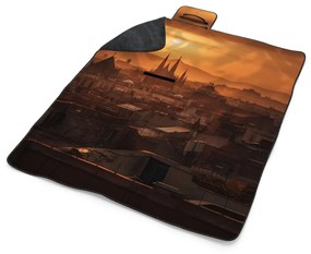 Sablio Plážová deka Barcelona Night Skyline: 200x140 cm