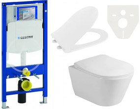 AKCE/SET/LIVERO Geberit - Předstěnová instalace pro závěsné WC, výška 1,12 m + AVVA závěsná WC mísa Rimless, 35,5x53 cm, bílá + AVVA WC Slim sedátko …