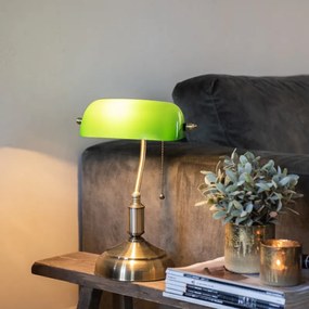 Stolní lampa se zeleným skleněným stínidlem GreenBank – 27x17x41 cm