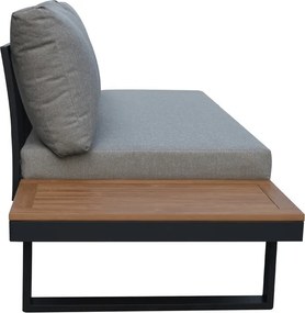 Zahradní set NOREVIA - polywood, hliník, látka, šedá / hnědá