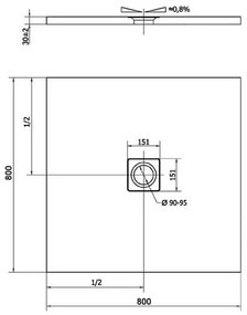 Polysan Flexia Vanička z litého mramoru 80x80x3 cm 72941