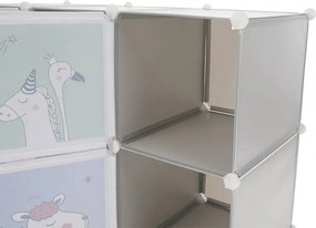 Tempo Kondela Dětská modulární skříň, šedá / dětský vzor, HAKON