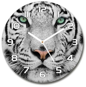 Wallmuralia Skleněné hodiny kulaté Bílý tygr fi 30 cm