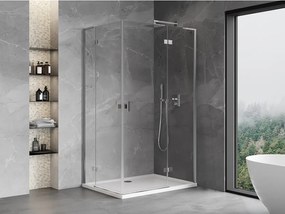 Mexen Mist-H L Duo, 2-křídlý ​​sprchový kout 80 x 90 cm, čiré sklo, chromový profil, 8A5L-080L-090P-01-00