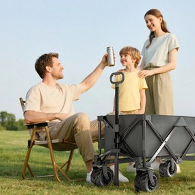 Outsunny Skládací Ruční Vozík 360° Zahradní Vozík Transportní Vozík s Telescopickou Rukojetí Nastavitelná Výška Rukojeti Plážový Vozík s Nosností až …