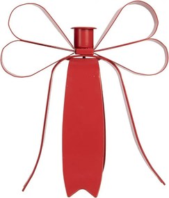 Červený antik kovový svícen mašle Bow Candle Rust - 19*15*20 cm