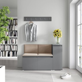 Eka Předsíňová stěna s čalouněnými panely Trinity 25 - Grafit / Béžová 2304